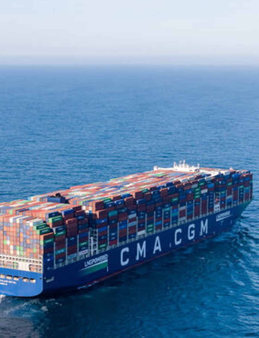 CMA CGM vessel in the sea CMA CGM vessel in the sea
